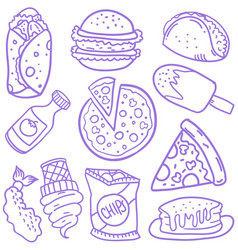 Doodle of food element various Royalty Free Vector Image
