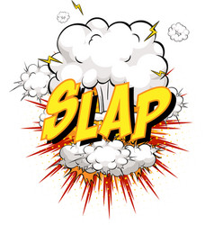 Word slap on comic cloud explosion background Vector Image