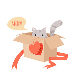Cartoon cat pushing a box Royalty Free Vector Image