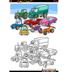 Transport vehicles coloring page Royalty Free Vector Image
