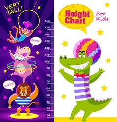 Kids height chart wall metter with funny cartoon Vector Image