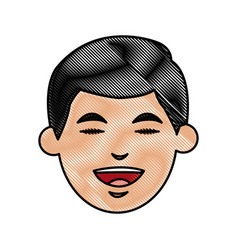 Drawing face man close eyes smiling cartoon Vector Image