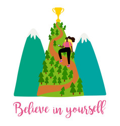 Woman climbs climbing wall Royalty Free Vector Image