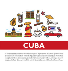 Cuba travel poster with information on cuban Vector Image