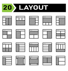 Layout icon set include grid dashboard Royalty Free Vector