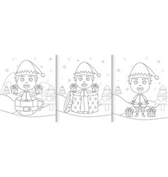 Elf boy with christmas ball coloring page Vector Image