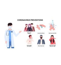 Doctor explaining basic protective measures Vector Image