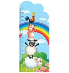 Height measurement chart with farm animals in Vector Image