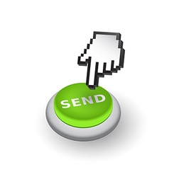 Green send push button sign emblem hand w Vector Image