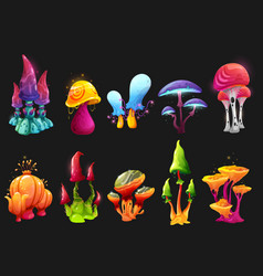 Glowing blue toadstools Royalty Free Vector Image