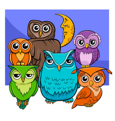 Owls set Royalty Free Vector Image - VectorStock