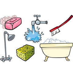 Hygiene objects cartoon set Royalty Free Vector Image