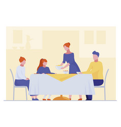 Family having dinner at home Royalty Free Vector Image