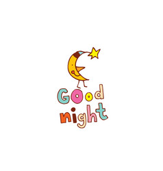 Good night wishes with glitter gold moon and stars