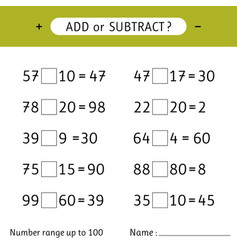 Addition and subtraction number range up to 10 Vector Image