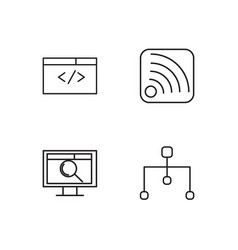 Person programmer working on laptop with program Vector Image