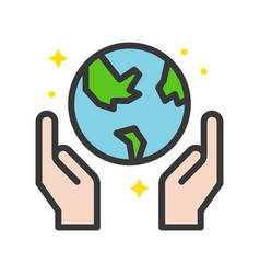 Biodiversity green poster hands hugging earth Vector Image