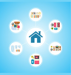Big house icon and rooms on Royalty Free Vector Image