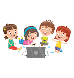 Kid using technology Royalty Free Vector Image