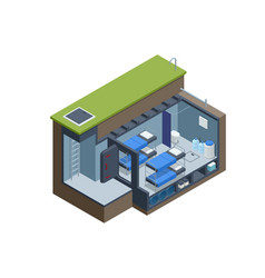 Cat shelter isometric background Royalty Free Vector Image