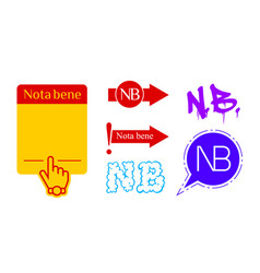 Nota bene latin phrase colored icons nb Royalty Free Vector
