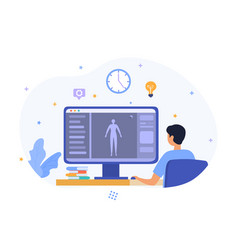 Monitor graphic animator creating video game Vector Image