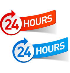 24 hour sign and clock Royalty Free Vector Image