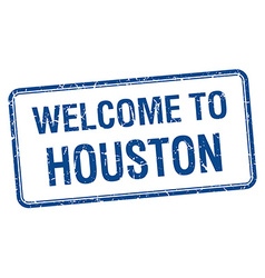 Welcome to Houston blue grunge square stamp Vector Image