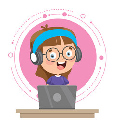 Kid using technology Royalty Free Vector Image