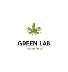 Green marijuana science lab logo design Royalty Free Vector