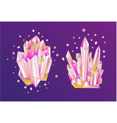 Pink crystal cartoon cute quartz Royalty Free Vector Image