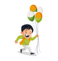 Young boy cartoon flying with balloon Royalty Free Vector