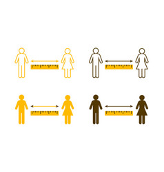 Social distancing set with stick figure people Vector Image