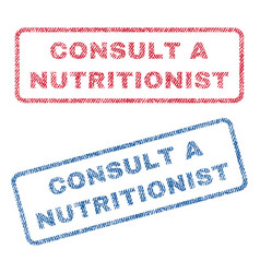 Consult a nutritionist textile stamps Royalty Free Vector