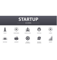 Startup simple concept icons set contains Vector Image