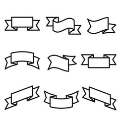 Banners ribbons editable line drawing stock Vector Image