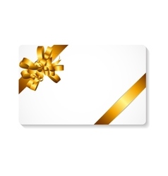 Gift card template gold ribbon with bow realistic Vector Image