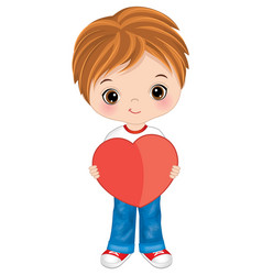 Cute little boy holding heart st valentines day Vector Image