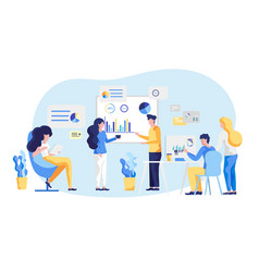 Friendly team work colleagues large remote office Vector Image