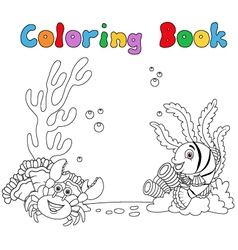 Cartoon under water coloring book Royalty Free Vector Image