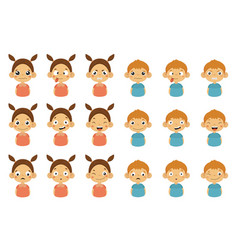 Boys and girls with different emotions set funny Vector Image
