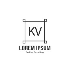 Initial kv logo template with modern frame Vector Image