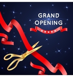 Ribbon cutting with scissors grand opening Vector Image