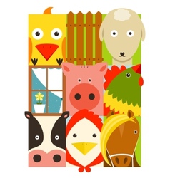 Flat childish rectangular animals set Royalty Free Vector