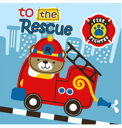 Funny animals cartoon on truck giraffe hippo bear Vector Image