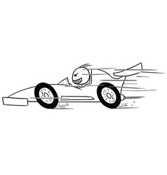 Stickman cartoon mad car driver Royalty Free Vector Image