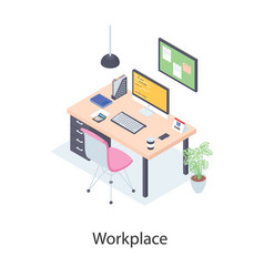 Isometric 3d artist workplace Royalty Free Vector Image