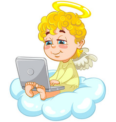 Little baby angel with a heart Royalty Free Vector Image