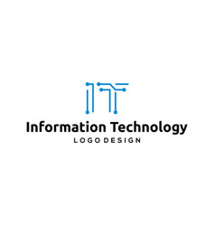 Information technology logo with icons Royalty Free Vector