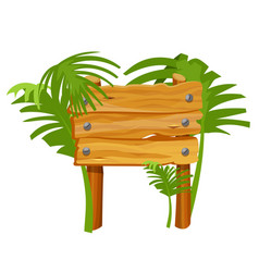 Wooden sign with jungle leafs empty frame Vector Image